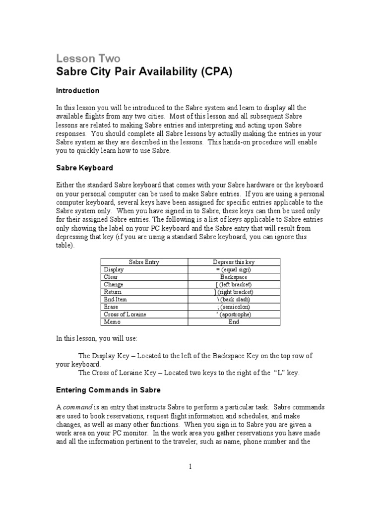 Lesson 2 Sabre | PDF | Computer Keyboard | Computer Engineering
