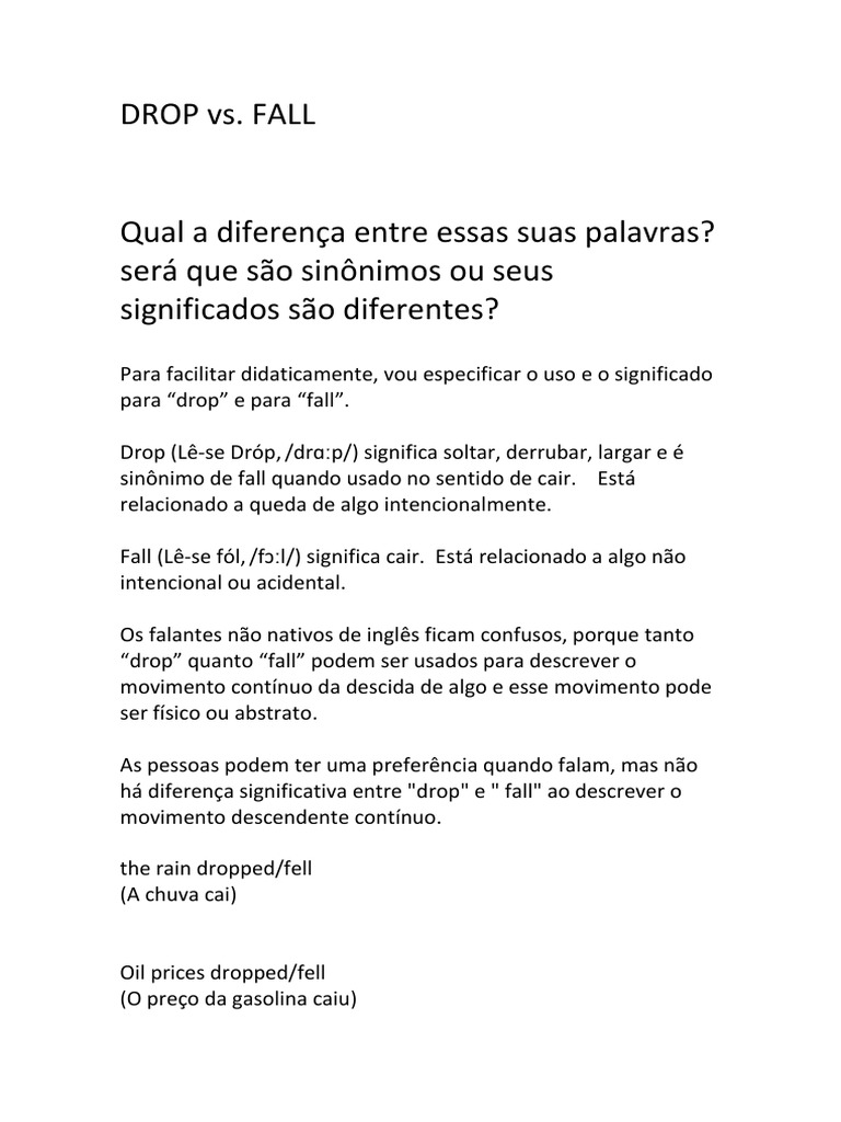 Drop vs. Fall | PDF