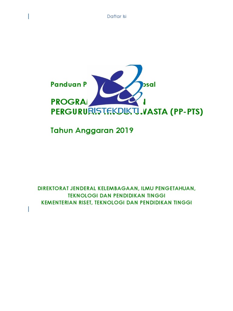 Panduan Penyusunan Proposal PP-PTS 2019 PDF | PDF