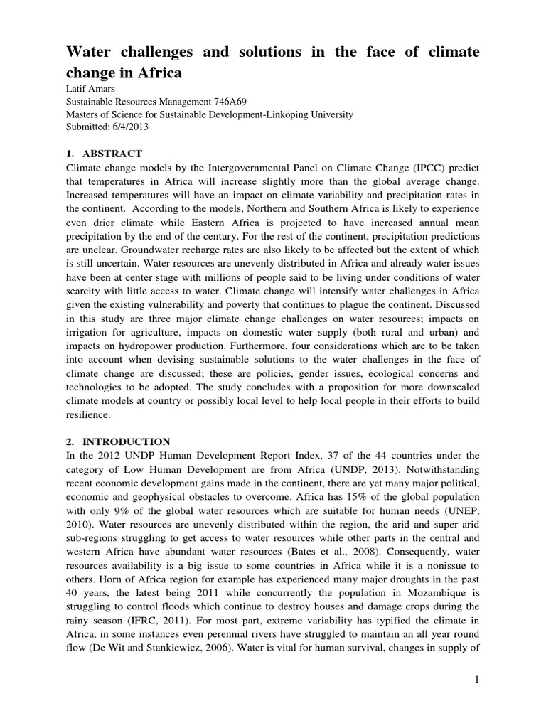 Water Challenges in Africa | PDF | Water Resources | Rain