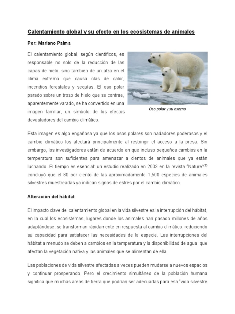 Calentamiento Global y Su Efecto en Los Ecosistemas de Animales - MP ...