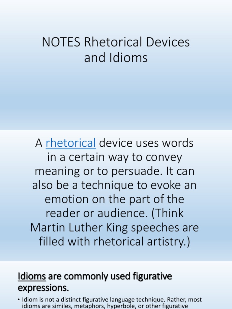 NOTES Rhetorical Devices and Idioms | Download Free PDF | Rhyme | Idiom