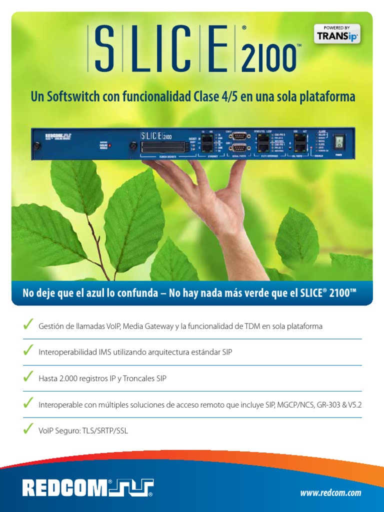 Redcom Slice2100 Brochure Es | PDF | Voz sobre IP | Transport Layer ...