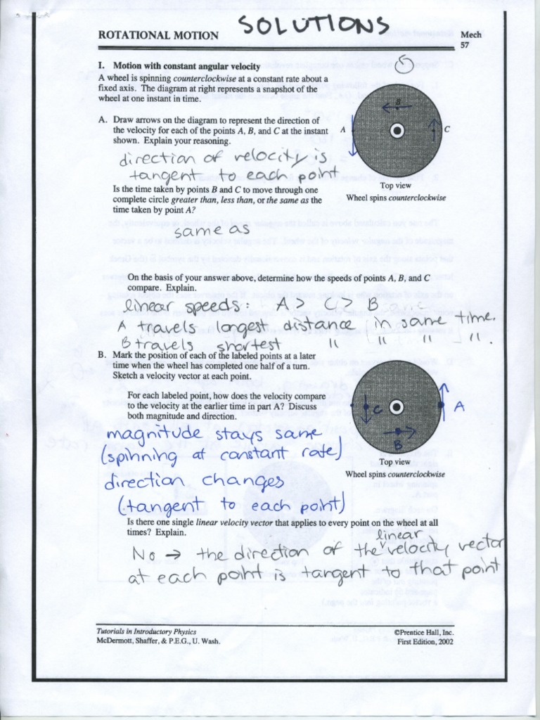 Tutorial 6 Rotational Motion Solutions | PDF