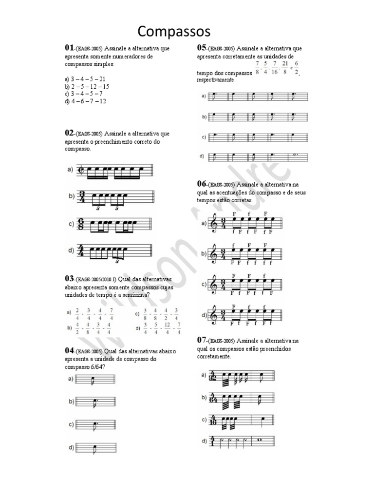 Compassos | PDF | Ritmo e métrica | Elementos da música