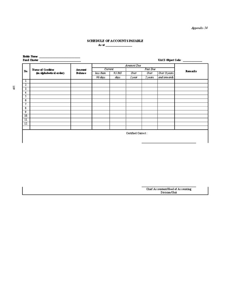 Accounts Payable Schedule Template | PDF