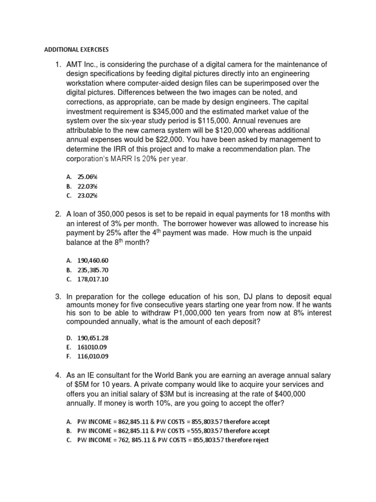 Additional Exercises | PDF | Interest | Investing