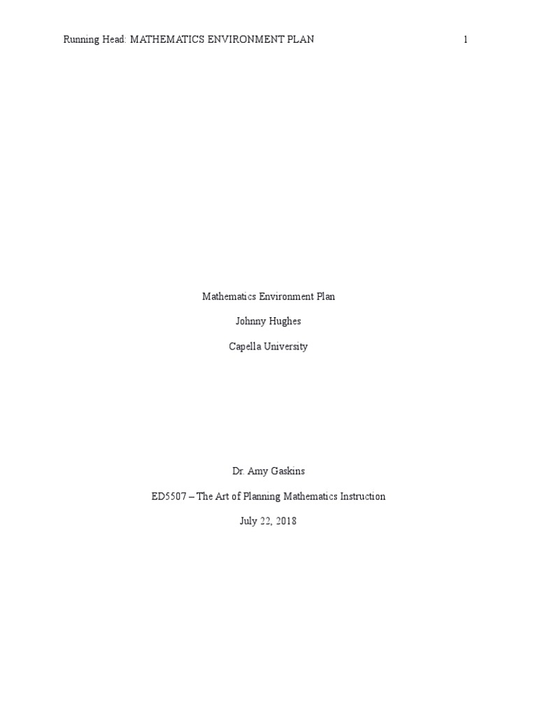 Mathematics Environment Plan | PDF | Teachers | Classroom