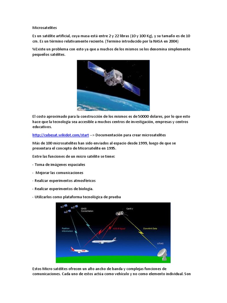 Microsatélites: Innovación y Aplicaciones | PDF | Satélite | Nanotecnología