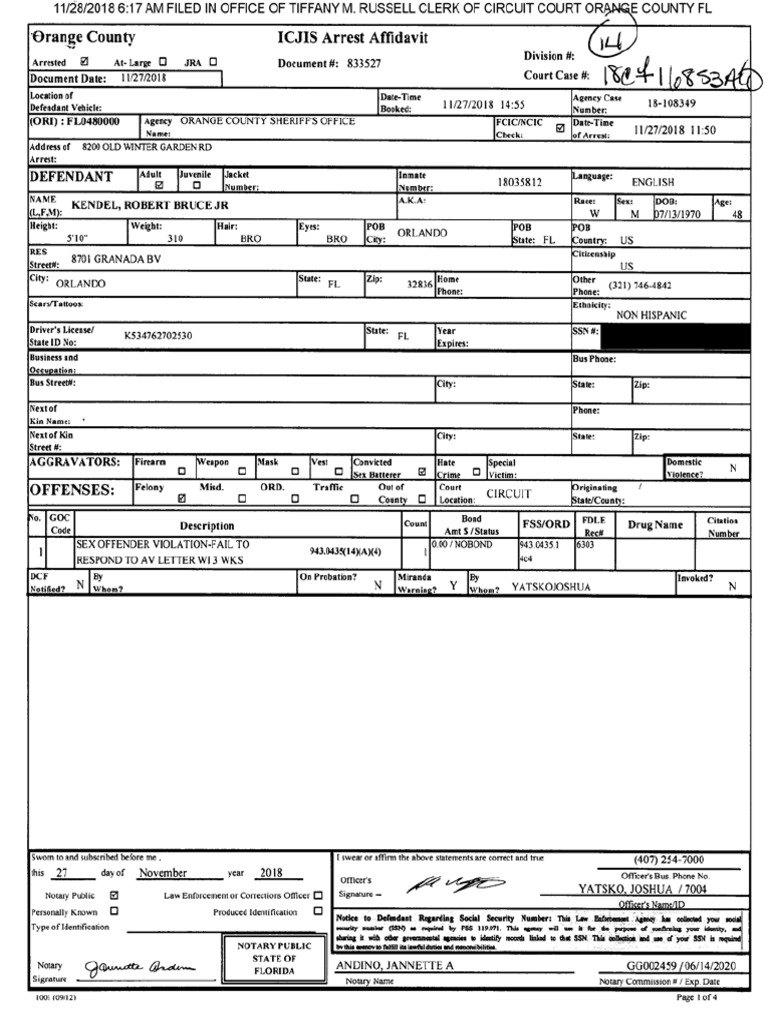 Robert Kendel Arrest Report | PDF