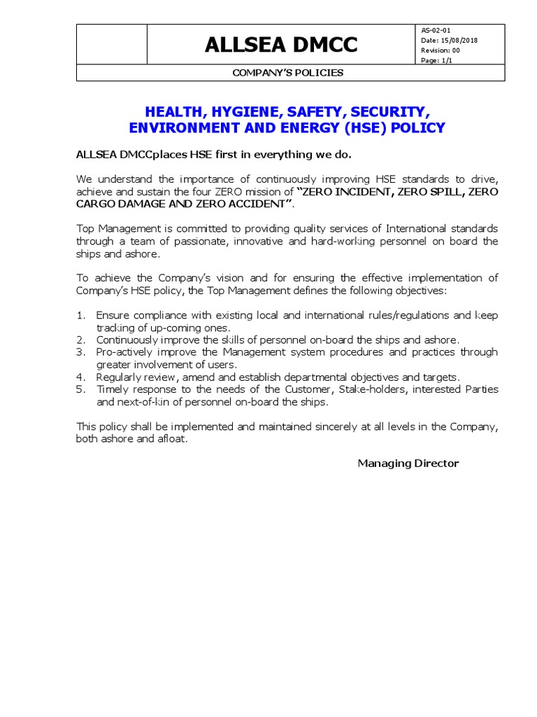 HSE Policy | PDF | Business | Finance & Money Management