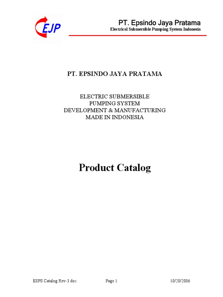 Epsindo Jaya Pratama Pump Catalog | PDF | Indemnity | Private Law