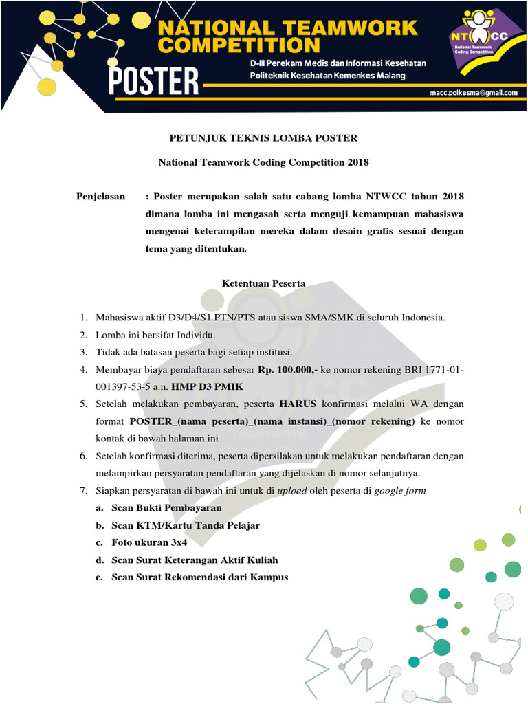 Petunjuk Teknis Lomba Poster 2018 | PDF