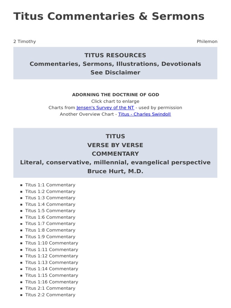 Titus Commentaries & Sermons | PDF | Exegesis | Grace In Christianity