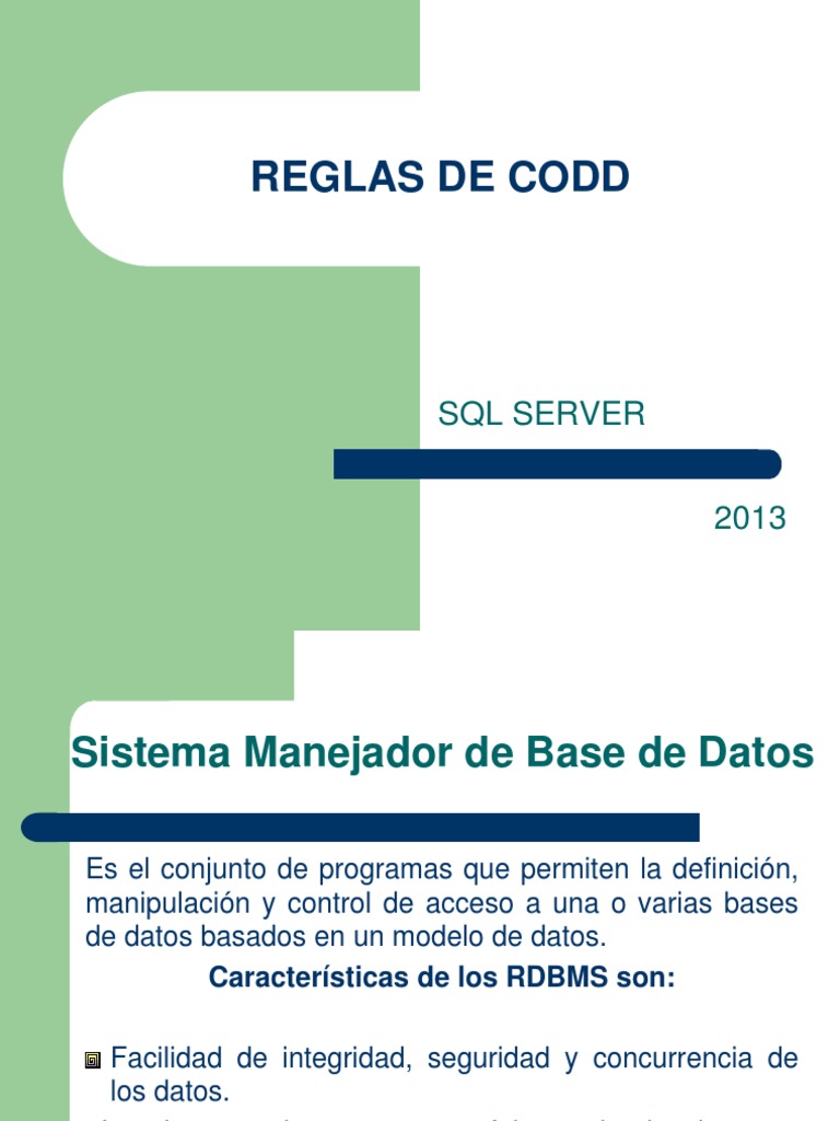Evaluación de SQL Server según Codd | PDF | Servidor SQL de Microsoft | SQL