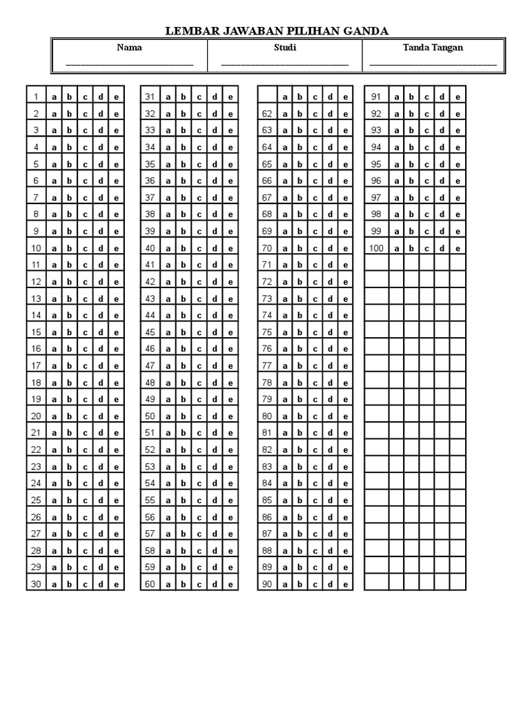 Lembar Jawaban Pilihan Ganda | PDF