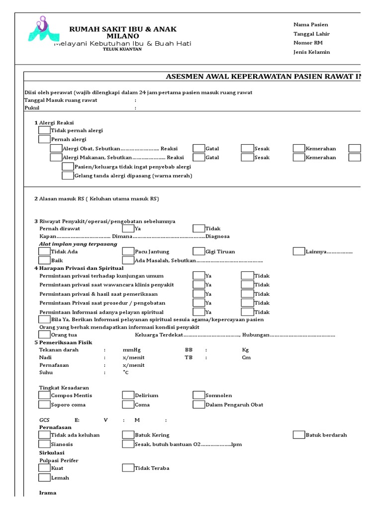 RM 15 Asesmen Awal Keperawatan Pasien Rawat Inap | PDF
