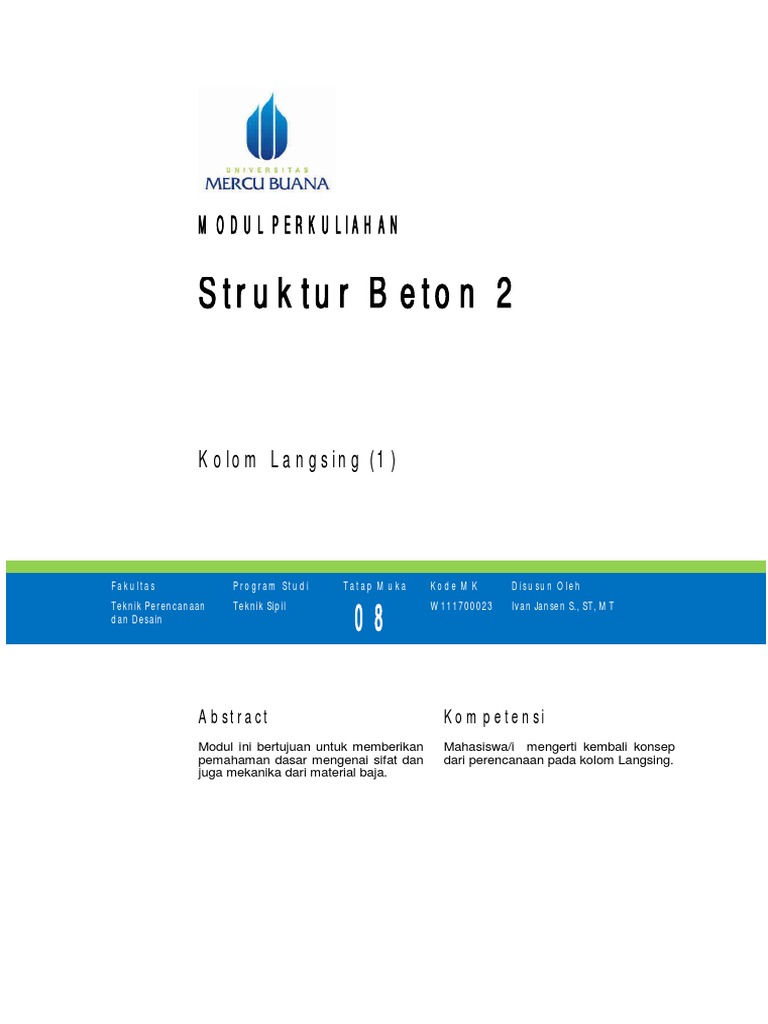 Analisis Kolom Langsing dalam Struktur Beton | PDF