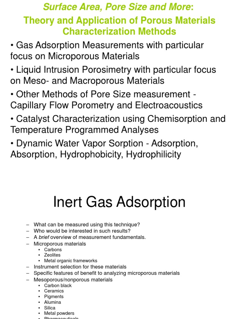 Surface Area Pores Size | PDF | Adsorption | Gases