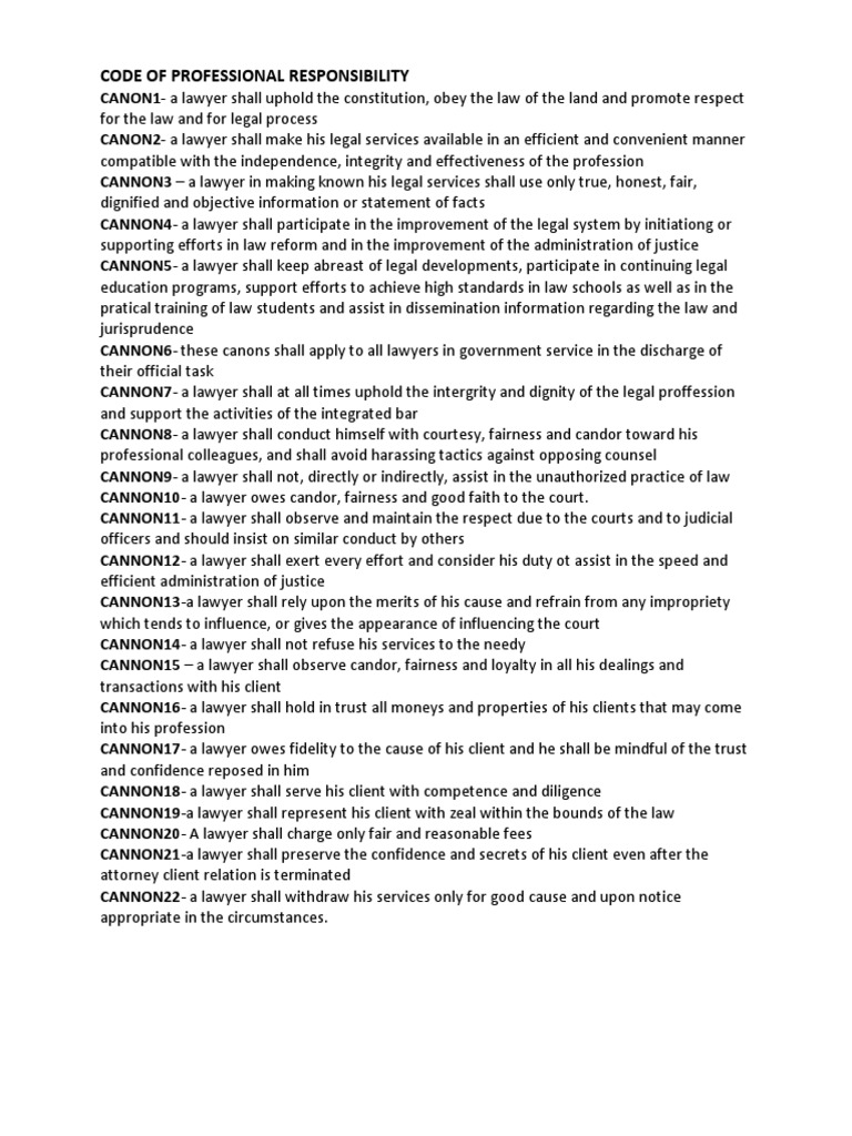Code of Professional Responsibility | PDF | Lawyer | Practice Of Law
