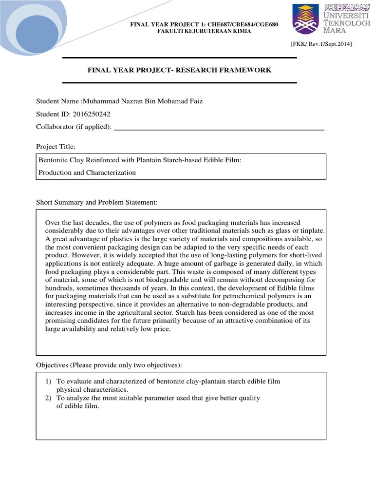 Research Framework Form | PDF | Polymers | Packaging And Labeling
