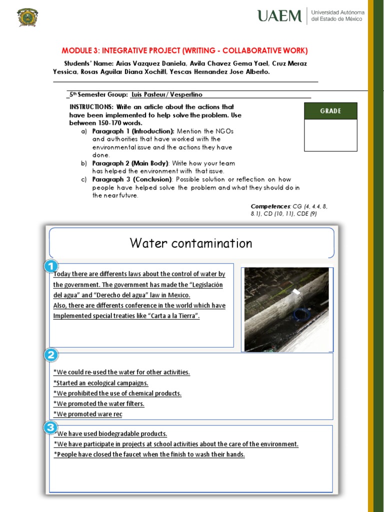 Water Contamination: Module 3: Integrative Project (Writing ...