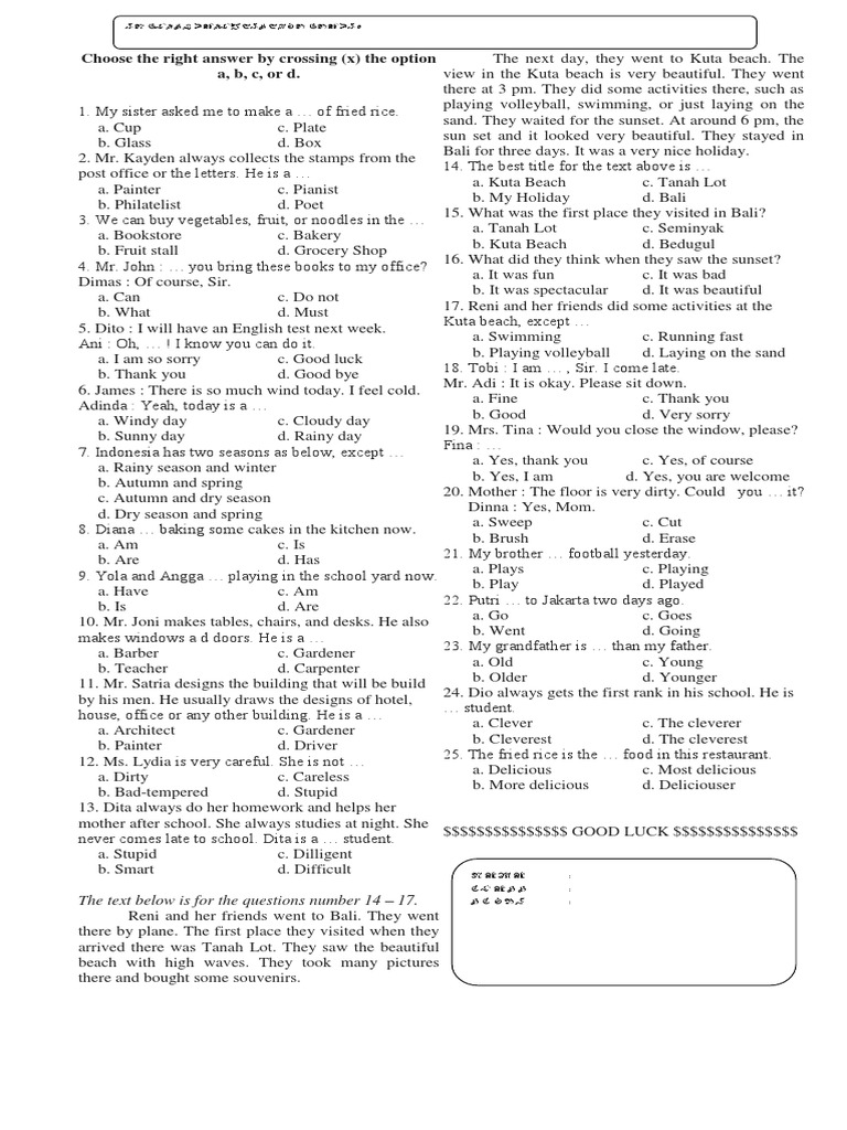 Bahasa Inggris Kelas 6 Semester 2 | PDF