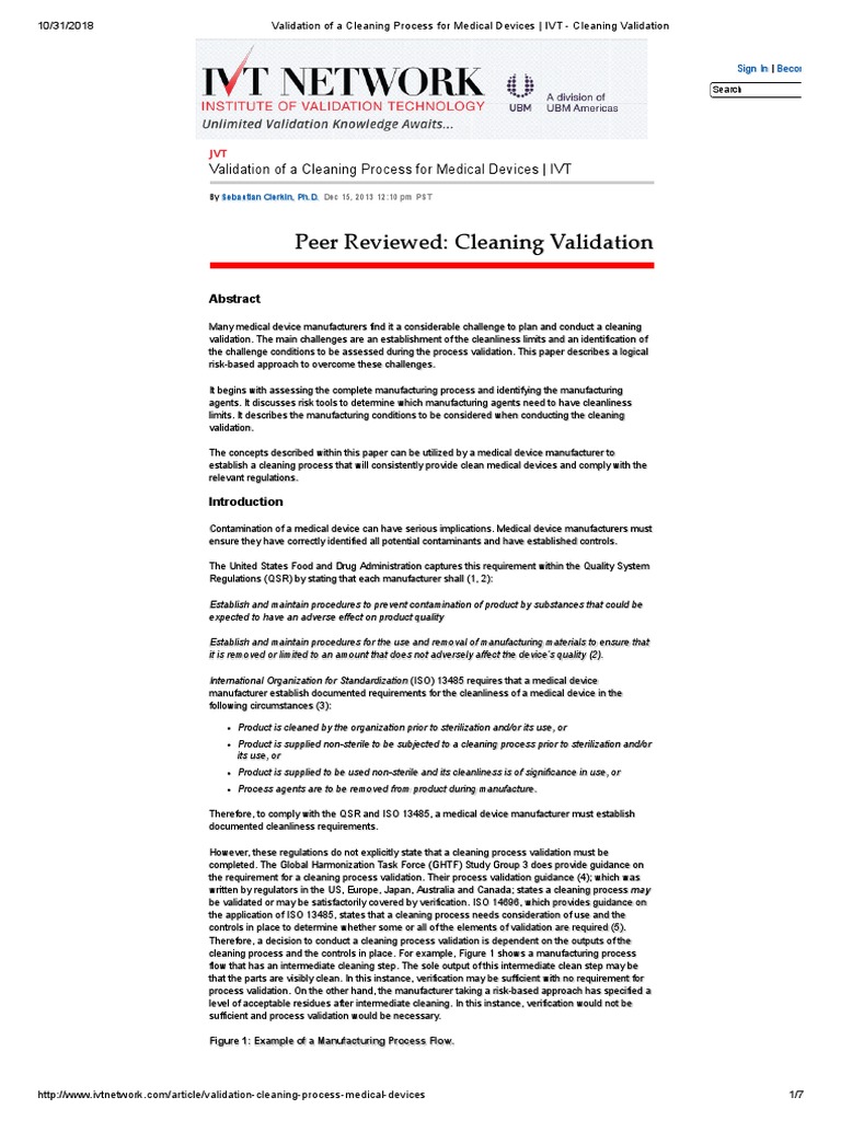 Cleaning Validation for Medical Devices | PDF | Verification And ...