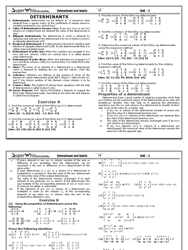 Determinant and Matrix | PDF | Determinant | Matrix (Mathematics)