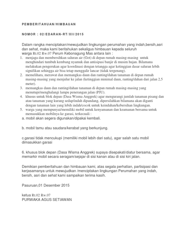 Contoh Surat Himbauan | PDF