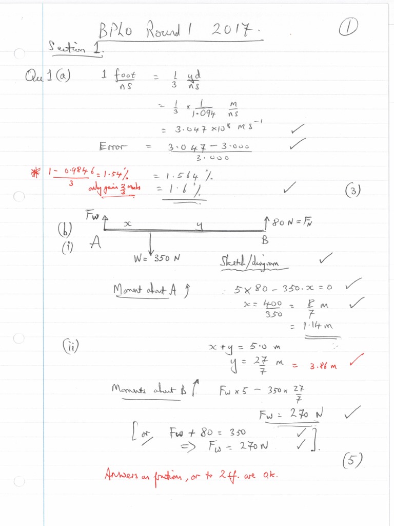 BPhO Round 1 2017-2018 Solutions | PDF