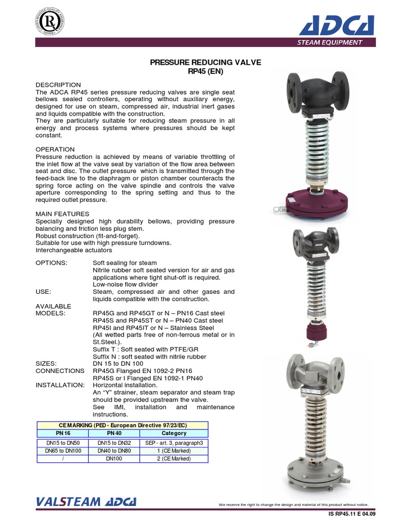 2.25.e.rp45 Pressure Reducing Valve DN15-100-En | PDF | Valve ...
