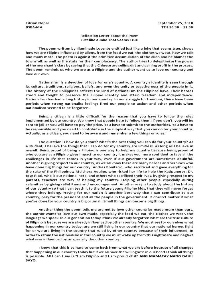 Reflection Letter | PDF