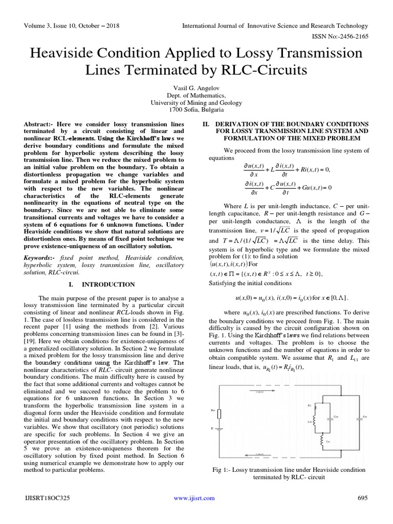Heaviside Condition Applied To Lossy Transmission Lines Terminated by ...