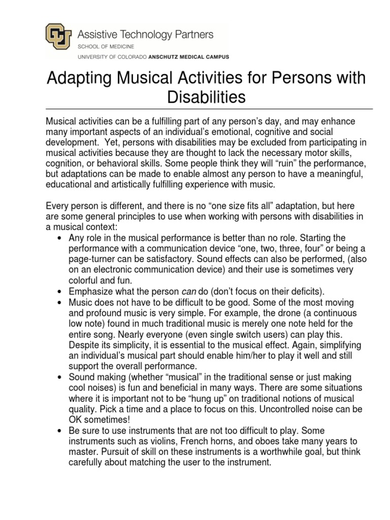 Adapting Musical Activities For Persons With Disabilities | PDF ...