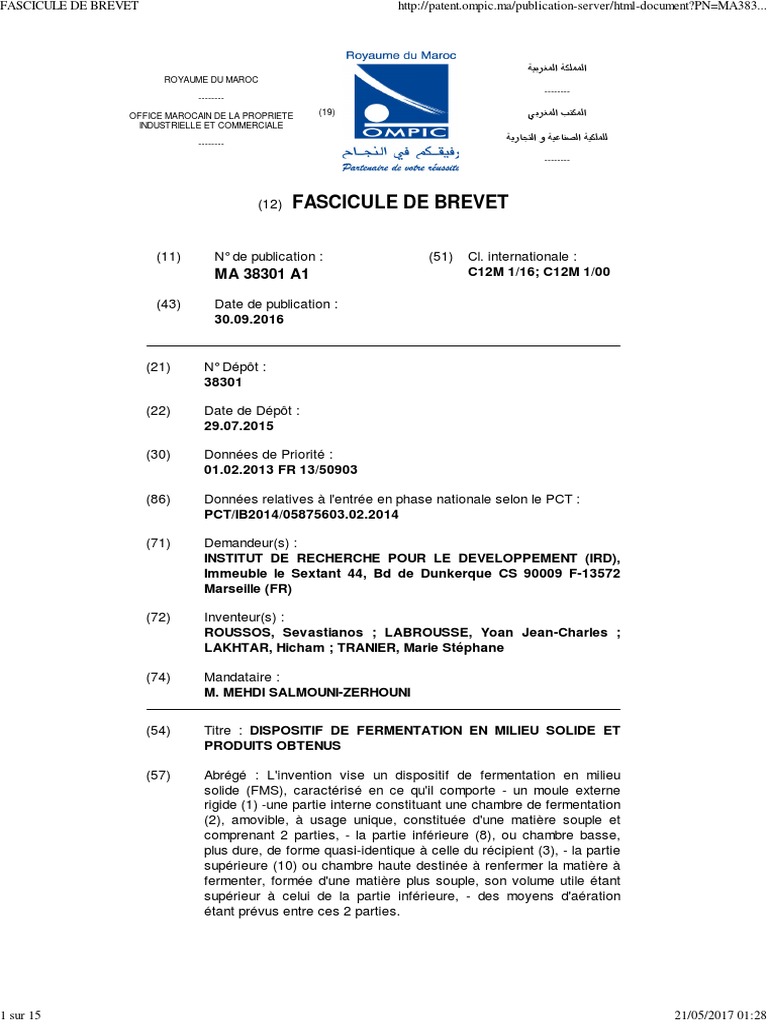 Fascicule de Brevet | PDF | Brevet | Business