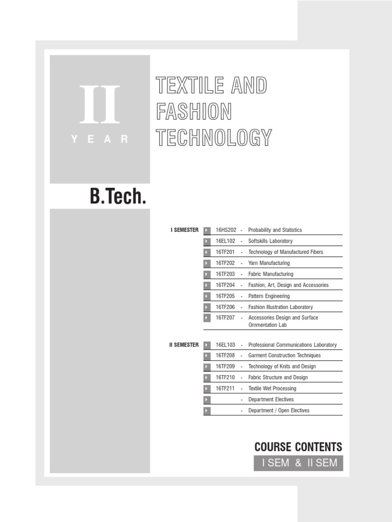 Textile Engineering Course Overview - I & II Semester Subjects | PDF ...
