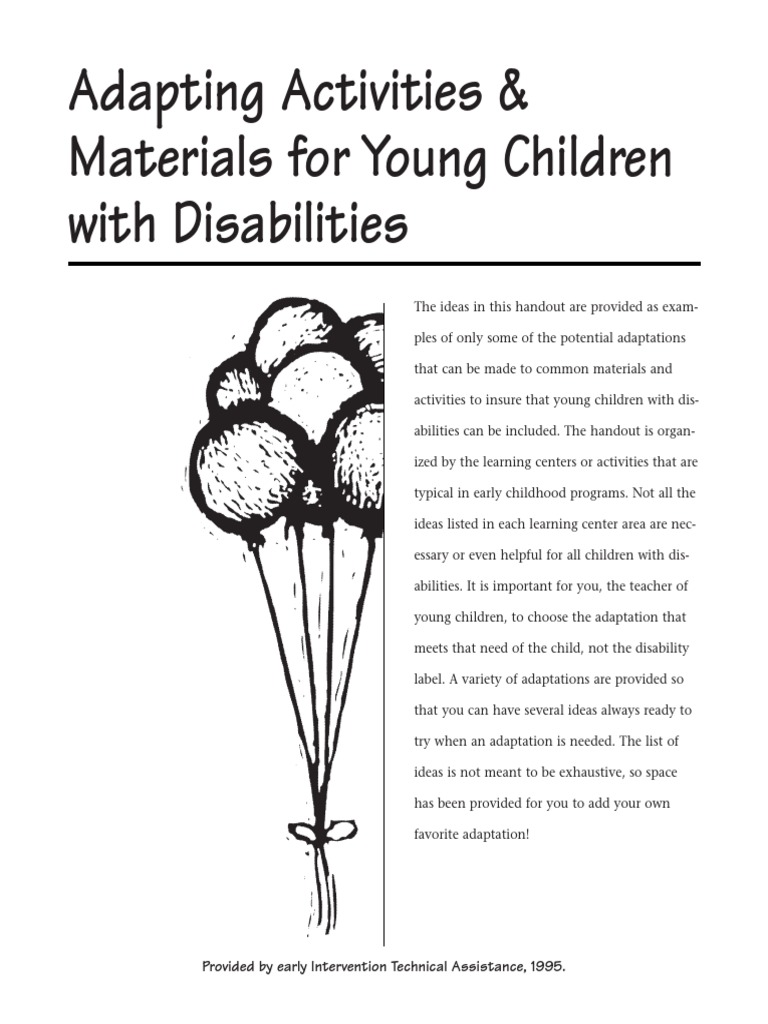 Adapting Activities & Materials For Young Children With Disabilities ...