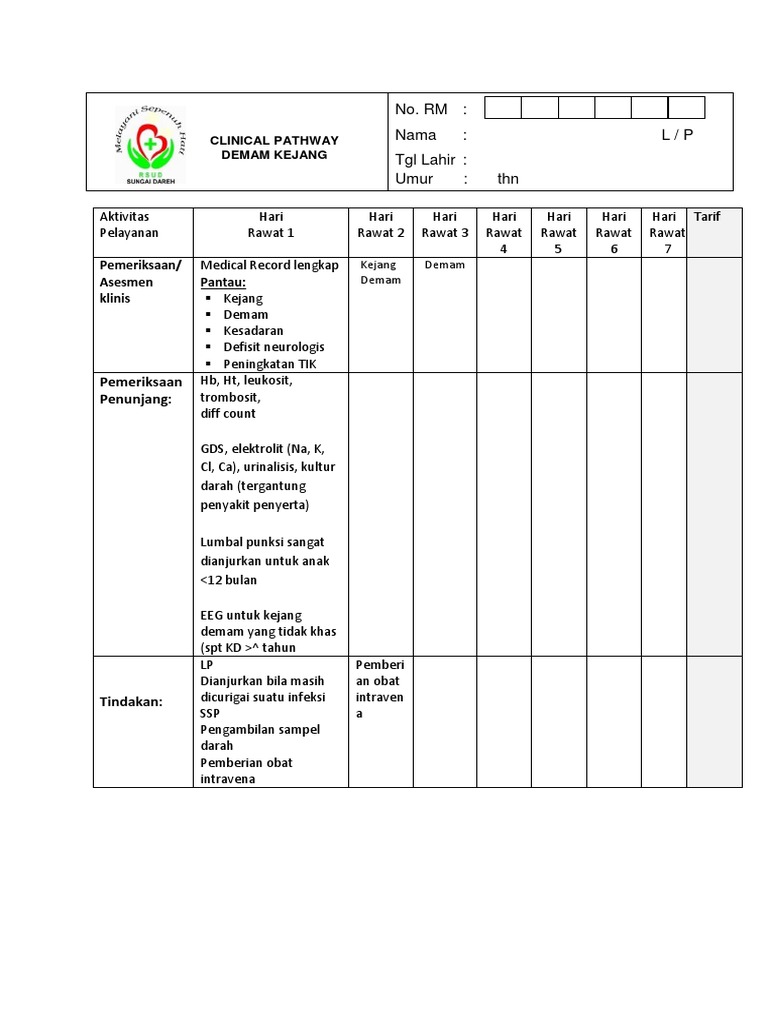 Clinical Pathway Demam Kejang | PDF