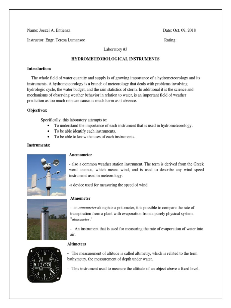 HYDROMETEOROLOGICAL INSTRUMENTS | Meteorology | Seismology