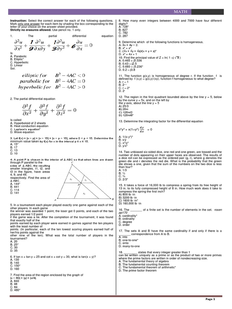 MATH Multiple Choice Questions | PDF | Prime Number | Odds