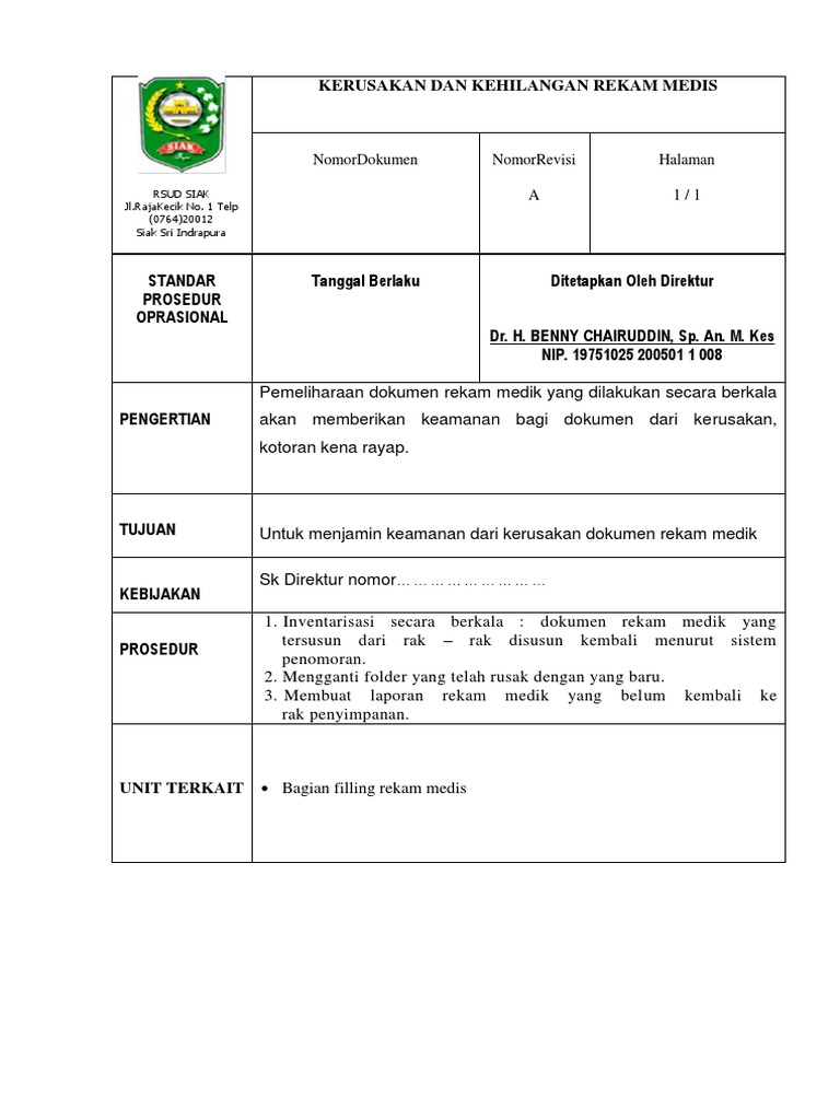 Sop Assembling Berkas Rekam Medis | PDF
