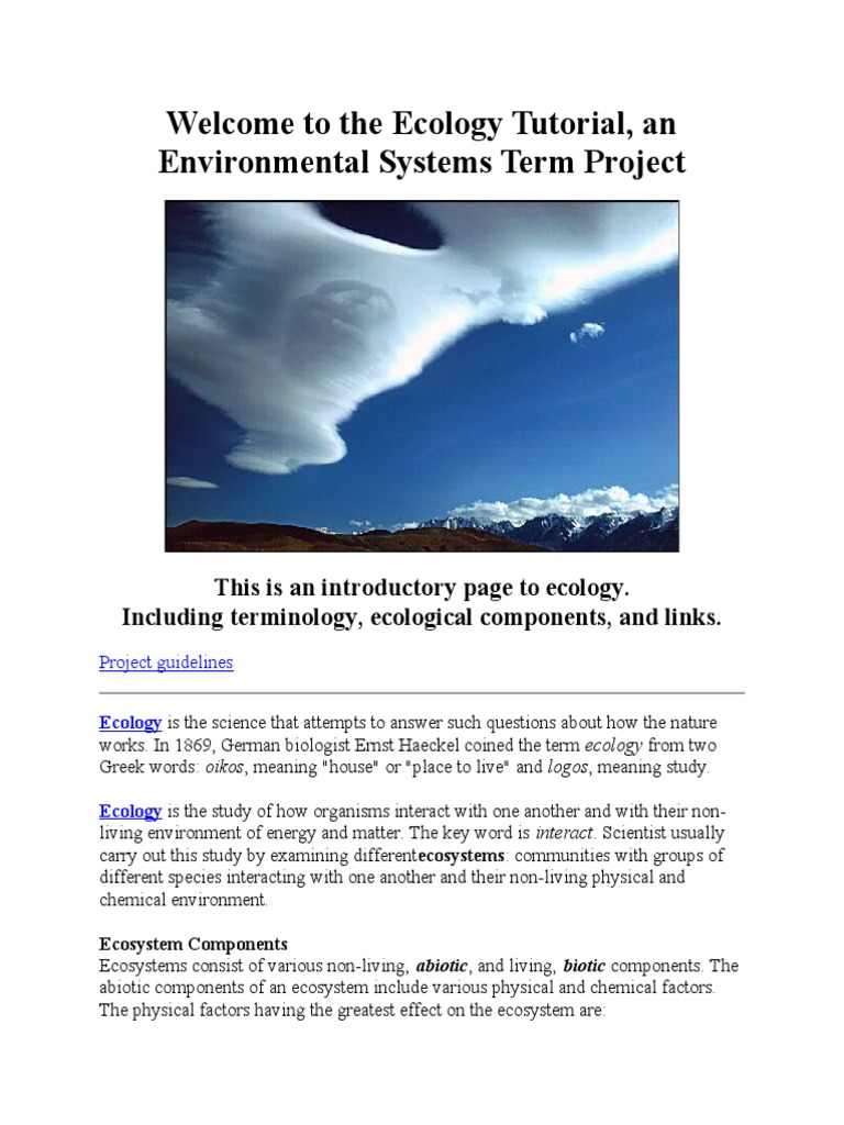 Introduction to Ecology and Ecosystems | PDF | Natural Environment ...