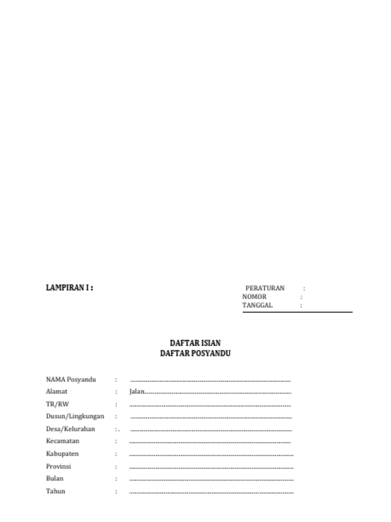 Form Pendaftaran Di Posyandu | PDF