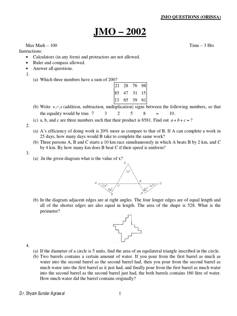 Jmo 2002 | PDF | Area | Elementary Mathematics