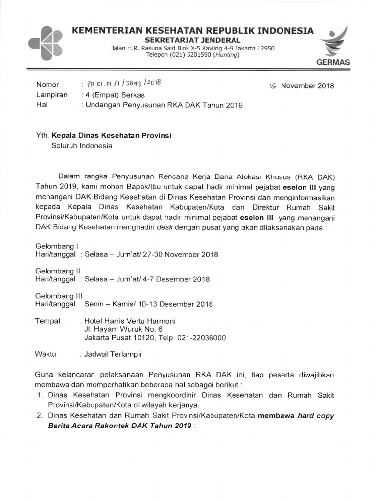 Surat Undangan Daerah Rka Dak | PDF