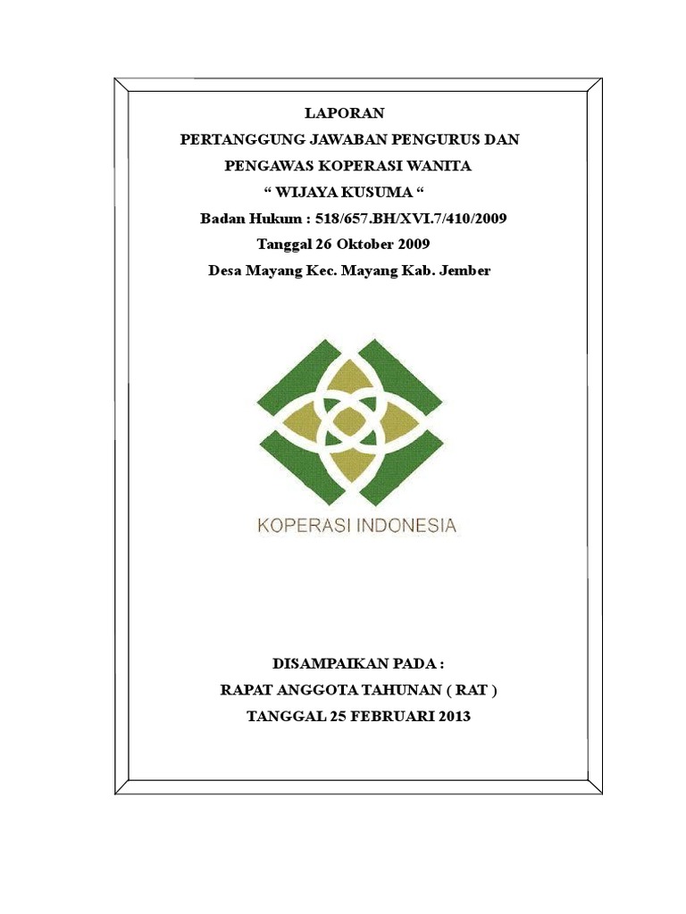 Pengertian Rapat Anggota Tahunan Koperasi | PDF