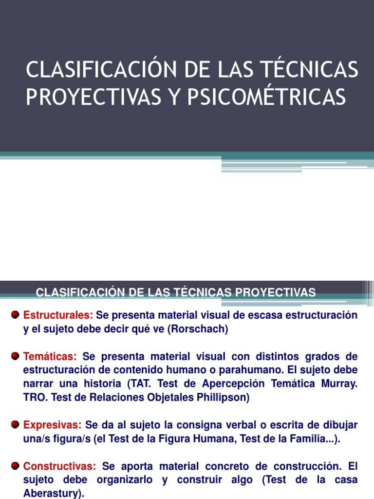 Clasificacion de Las Pruebas Proyectivas | PDF | Validez (Estadísticas ...
