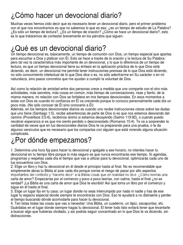Cómo Hacer Un Devocional Diario | PDF | Dios | Oración