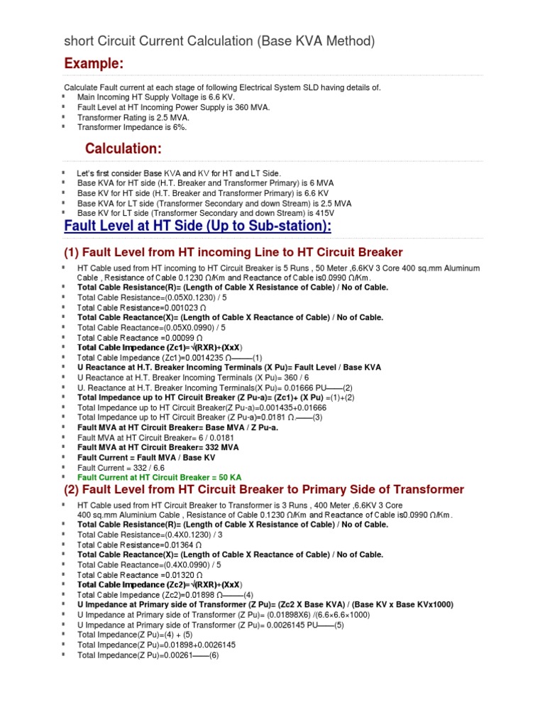Short Circuit Current Calculation | PDF | Transformer | Electronic ...